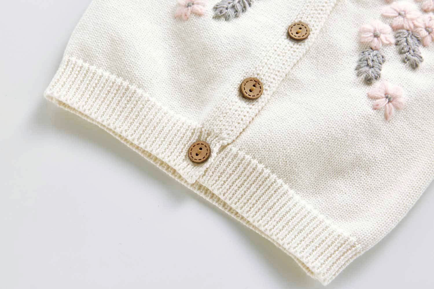 Miccina Infant Baby Boys Girls Cardigan Sweater Toddler Cable Knit Irish Sweater Button Up Jacket Christmas Outwear Clothes (A-Embroider, 6-12 Months)