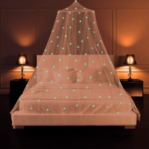 Glow in Dark Bed Canopy Polyester Mesh Netting Hanging Bed Dome Canopy for Home Indoor Outdoor Garden Decoration glow in dark bed canopy