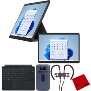 microsoft 8pq-00017 surface pro 8 13" touch intel i5-1135g7 8gb/256gb laptop - graphite bundle with signature type cover keyboard + deco gear charger + deco gear magnetic wireless sport earbuds