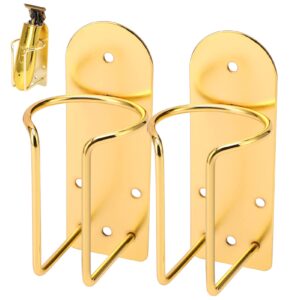 hair clipper holder,2pcs electric hair trimmer cutter stand stainless steel clippes rack for salon tools organizer shelf barber accessories (golden)