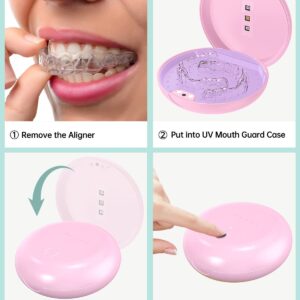 Retainer Case, VEAMOR Invisalign Case Holder,Dental Braces Case Slim Battery Powered with Protective Bag for Invisalign, Aligner - Pink