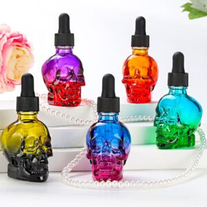 HUIZHU 3PCS 2oz Skull Glass Dropper Bottles Refillable Bottles liquid bottling Dispensing bottle with Eye Dropper Pipettes for Essential Oils/Beauty Oil Mix, Aromatherapy Blends (60ml x 3pcs)