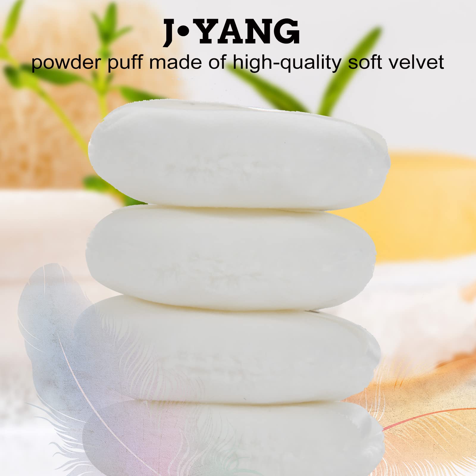 J·YANG Powder puff Soft Washable Large Round Velour Body Powder Puff,4PCS,SmallSiza,2.1Inch