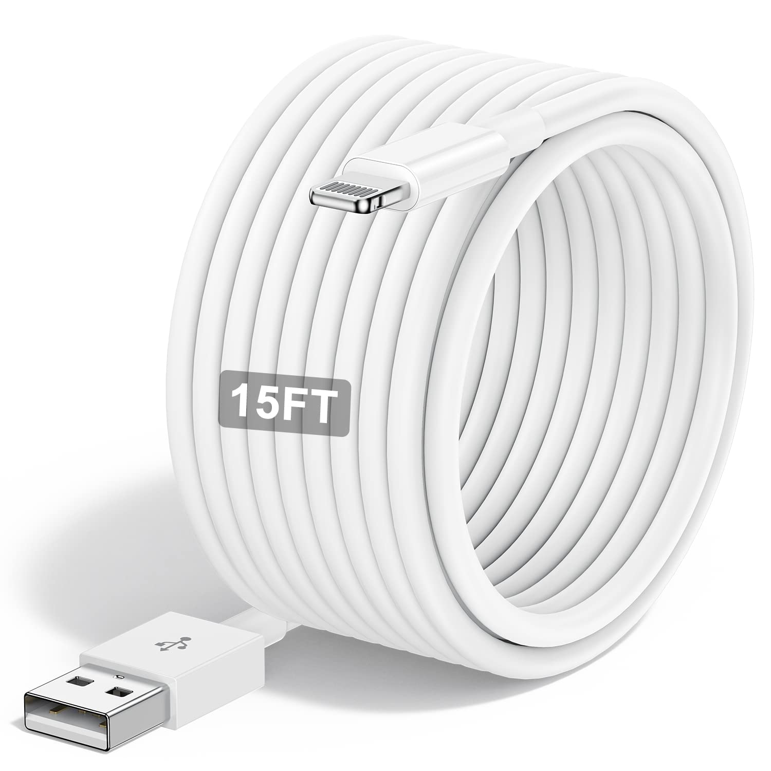 [Apple MFi Certified] 3Pack Lightning Cable 6ft, Long Apple Lightning to USB Cable 6feet(1.8m), iPhone Charger Cord 2.4A Fast Charging Cable for iPhone 13/12/11 Pro Max Xs X XR 8 7,iPad iPod (White)