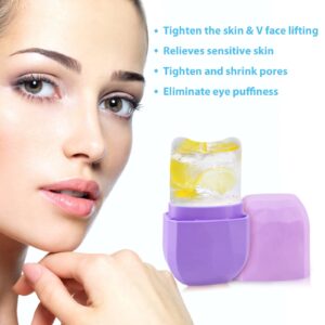 Ice Roller for Face and Eye, Gua Sha Face Massage, Facial Beauty Ice Roller, Silicone Ice Mold for Face Beauty (Purple)