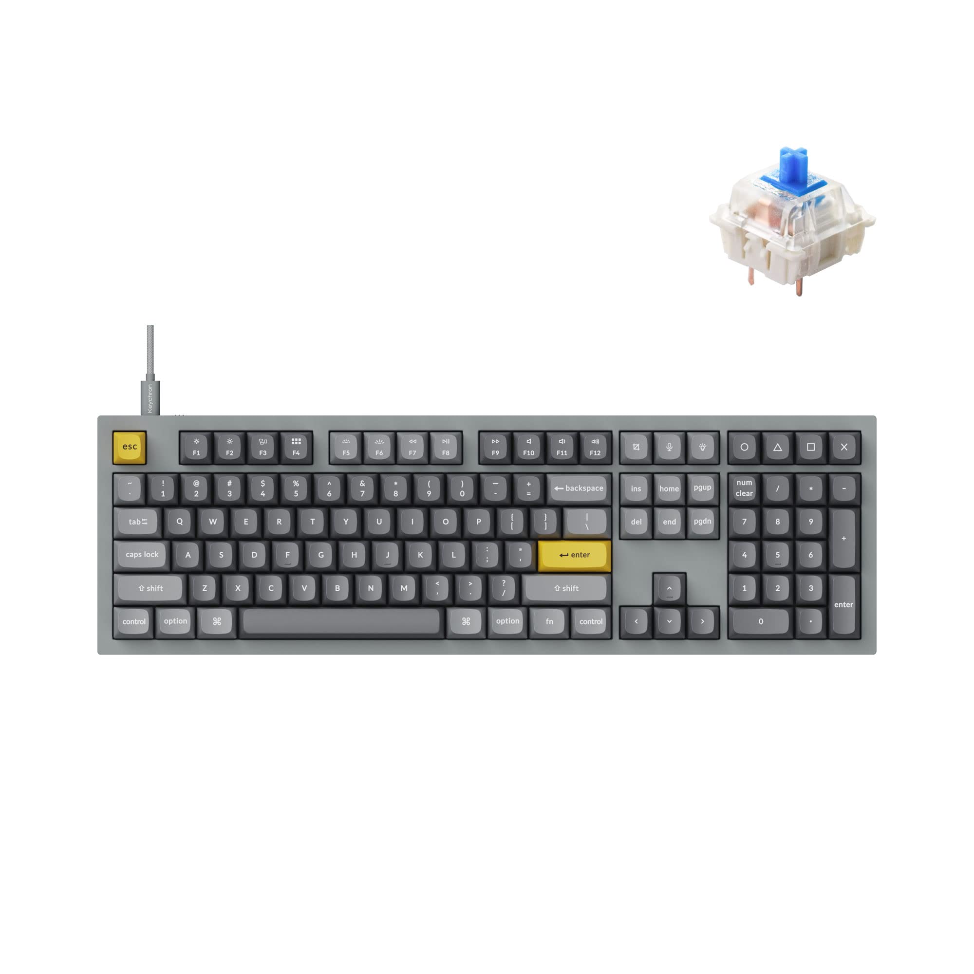 Keychron Q6 Wired Custom Mechanical Keyboard, QMK/VIA Programmable Macro, Full-Size Aluminum RGB Backlit, Double Gasket Hot-Swappable Gateron G Pro Blue Switch Compatible with Mac Windows Linux-Grey