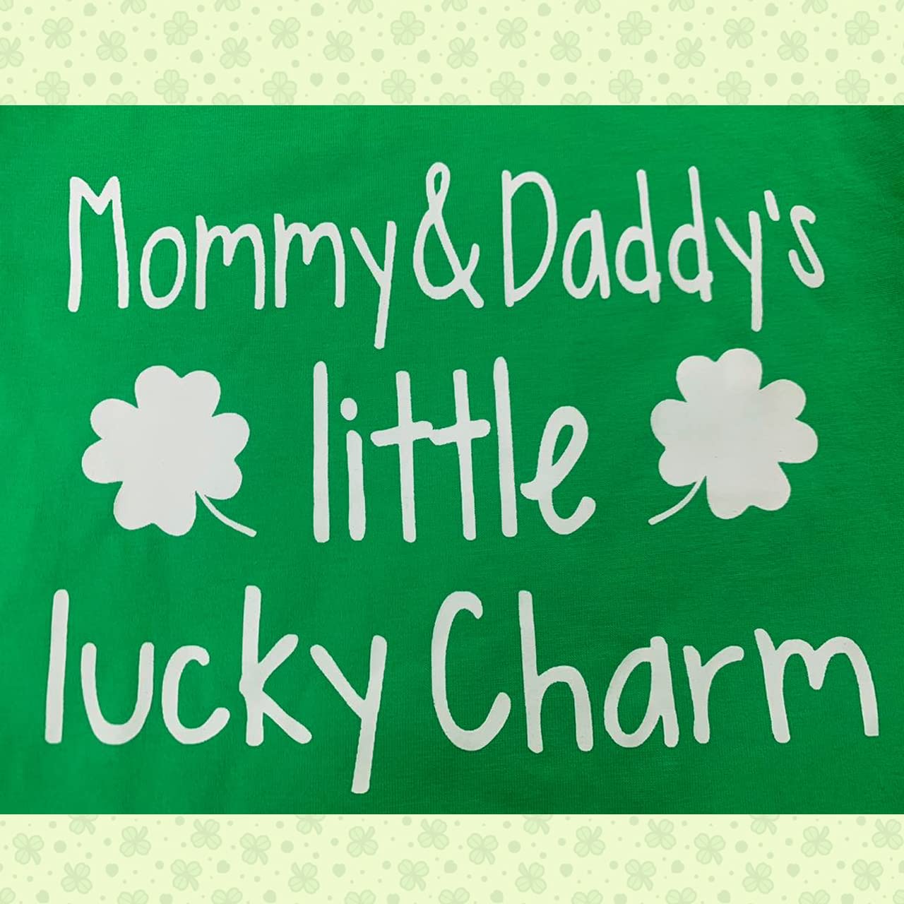 BabyMars Toddler Boys Girls St Patrick's Day Outfit Mommy's Lucky Charm Clover Long Sleeve Baby Pant Set （Green,12-18M), 12-18 Months