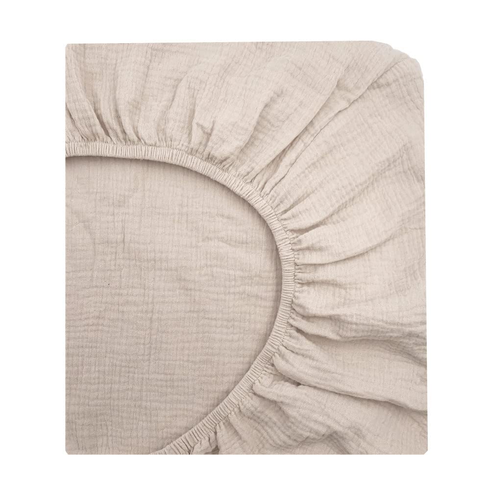 Cotton Muslin Baby Crib Sheet , Fitted Sheet for Crib 52"x28" (Khaki)