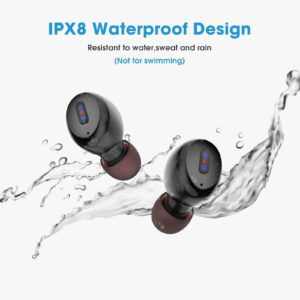 Bluetooth 5.1 Wireless Earbuds,DIGITNOW Deep Bass Sound 50H Playtime IPX8 Waterproof Earphones with Wireless Charging Case Microphone in-Ear Stereo Headphones Noise Cancelling for Sports (DT28)