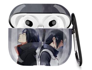 anime character nauto for air pods case, airpod skin protective hard case cover portable & shockproof women girls with keychain for apple airpods 3 3rd generation charging case 2021 (uchiha itachi)