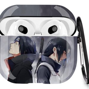 Anime Character Nauto for Air pods Case, Airpod Skin Protective Hard Case Cover Portable & Shockproof Women Girls with Keychain for Apple Airpods 3 3rd Generation Charging Case 2021 (Uchiha Itachi)