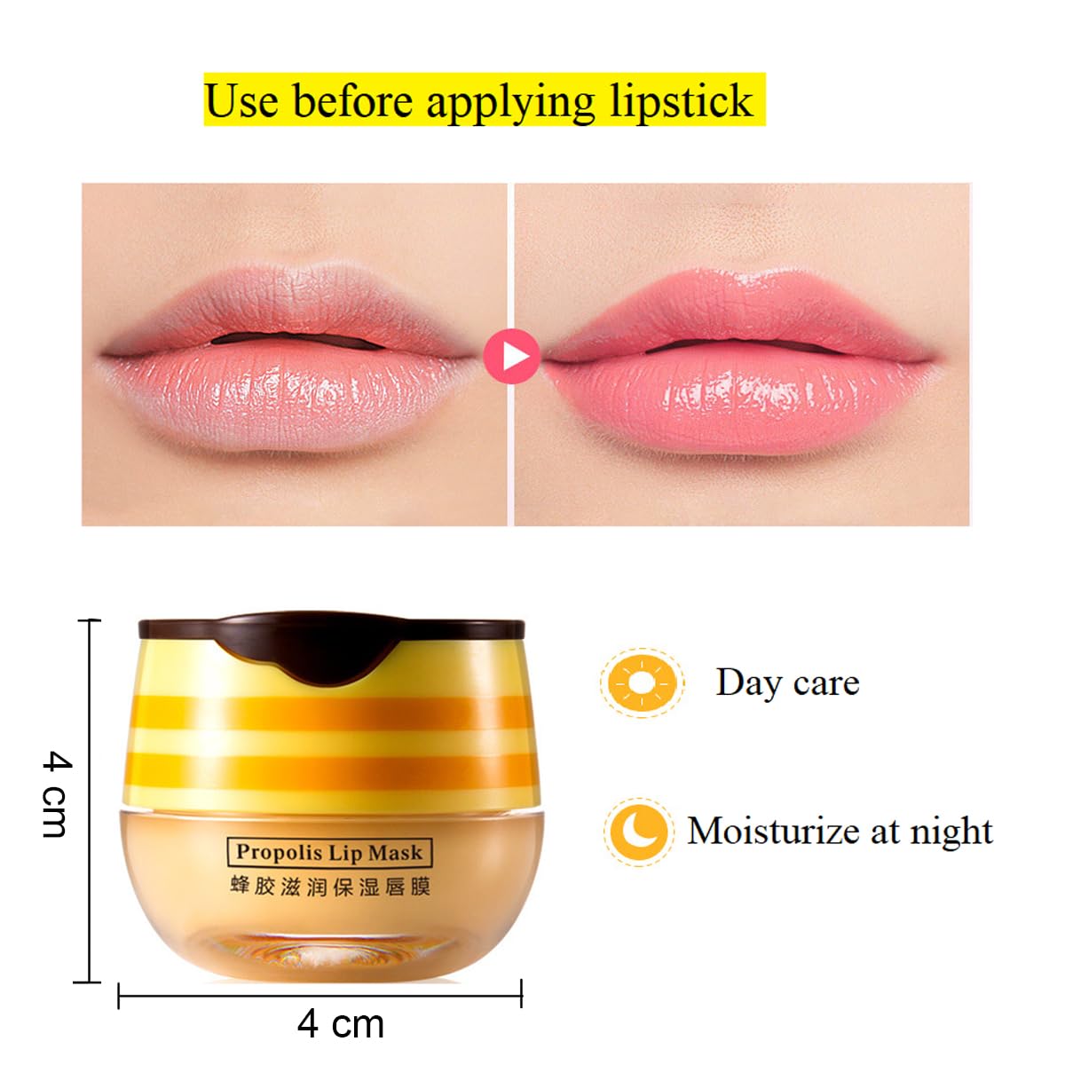 2 PCS Bee Lip Balm Honey Pot,Honey Lip Mask,Honey Propolis Lip Mask Moisturizing Moisture Nourishing Dry & Chapped Lips,Lip Care and Reduces Lip Lines