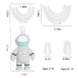 Promise Babe U Shaped Toothbrush Kids Food Grade Silicone Brush U-Shaped Kids Toothbrush, Premium Soft Manual Training Toothbrush for Kids 2-6 Years Old.Light Grey