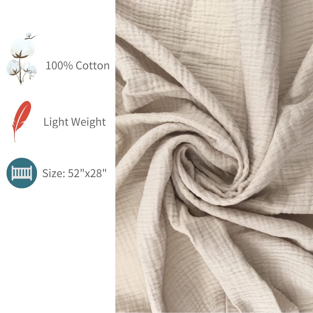 Cotton Muslin Baby Crib Sheet , Fitted Sheet for Crib 52"x28" (Khaki)