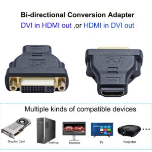 DTECH DVI Female to HDMI Female Adapter HDMI to DVI-I Converter Bi-Directional 24+5 Port 4K 1080p Video for Computer Monitor PC TV Box Home Cinema Display