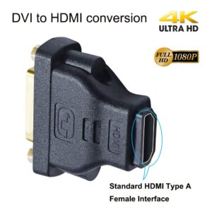 DTECH DVI Female to HDMI Female Adapter HDMI to DVI-I Converter Bi-Directional 24+5 Port 4K 1080p Video for Computer Monitor PC TV Box Home Cinema Display