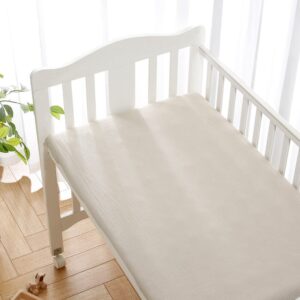 Cotton Muslin Baby Crib Sheet , Fitted Sheet for Crib 52"x28" (Khaki)