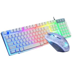 xylxj keyboard games keyboard & mouse combos t6 rainbow led backlight usb ergonomic gaming keyboard and mouse set with mice pad for pc laptop