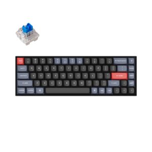 keychron k6 pro wireless custom mechanical keyboard, qmk/via programmable macro, hot-swappable keychron k pro blue switch keyboard, 65% layout rgb backlit office keyboard for mac windows linux