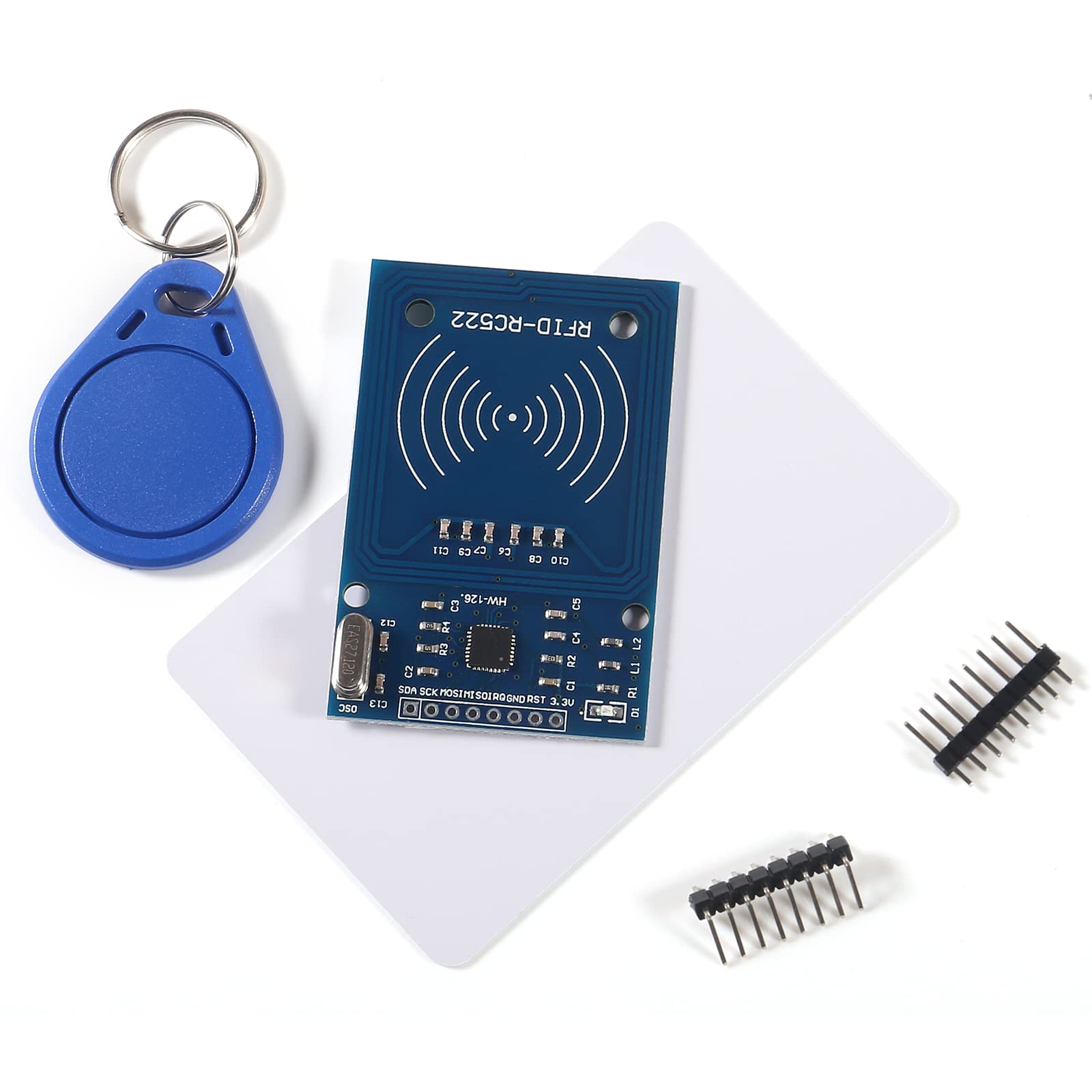 AITIAO 4Pcs RFID Kit Mifare RC522 RF IC Card Sensor Module MFRC-522 RFID Reader Module + S50 White Card + Key Ring for Raspberry Pi