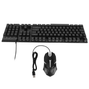 RGB Gaming Keyboard and Mouse Combo for PC,104 Keys Wired LED Backlit Keyboard,Injection Molded Floating Keycaps,Quick Response Gaming Mouse(Black)