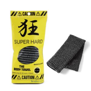 exfoliating washcloth [made in japan] extra long exfoliating towel special texture makes fluffy foam lather, back scrubber, dead skin cell remover, loofah for women and men (black)