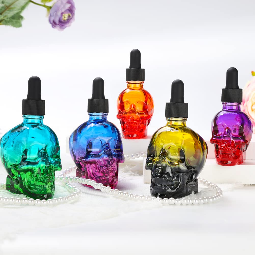 HUIZHU 3PCS 2oz Skull Glass Dropper Bottles Refillable Bottles liquid bottling Dispensing bottle with Eye Dropper Pipettes for Essential Oils/Beauty Oil Mix, Aromatherapy Blends (60ml x 3pcs)