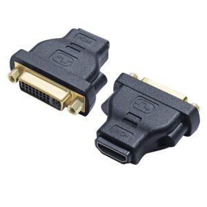 DTECH DVI Female to HDMI Female Adapter HDMI to DVI-I Converter Bi-Directional 24+5 Port 4K 1080p Video for Computer Monitor PC TV Box Home Cinema Display