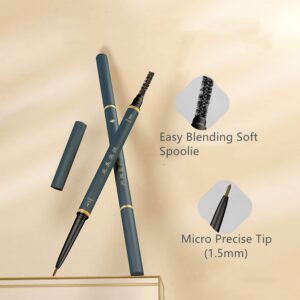 Eyebrow Pencil,3 PCS Waterproof Professional Makeup Micro Brow Pencil,Brow Kit with Eyebrow Brush and Razor,Ultra-Fine Mechanical Pencil