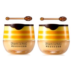 2 pcs bee lip balm honey pot,honey lip mask,honey propolis lip mask moisturizing moisture nourishing dry & chapped lips,lip care and reduces lip lines