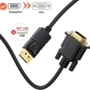 UV-CABLE DisplayPort to VGA Cable 5ft 2-Pack, Display Port DP to VGA Adapter Male to Male Gold-Plated for Computer, Laptop, TV, Projector-Not USB to VGA, Not HDMI to VGA