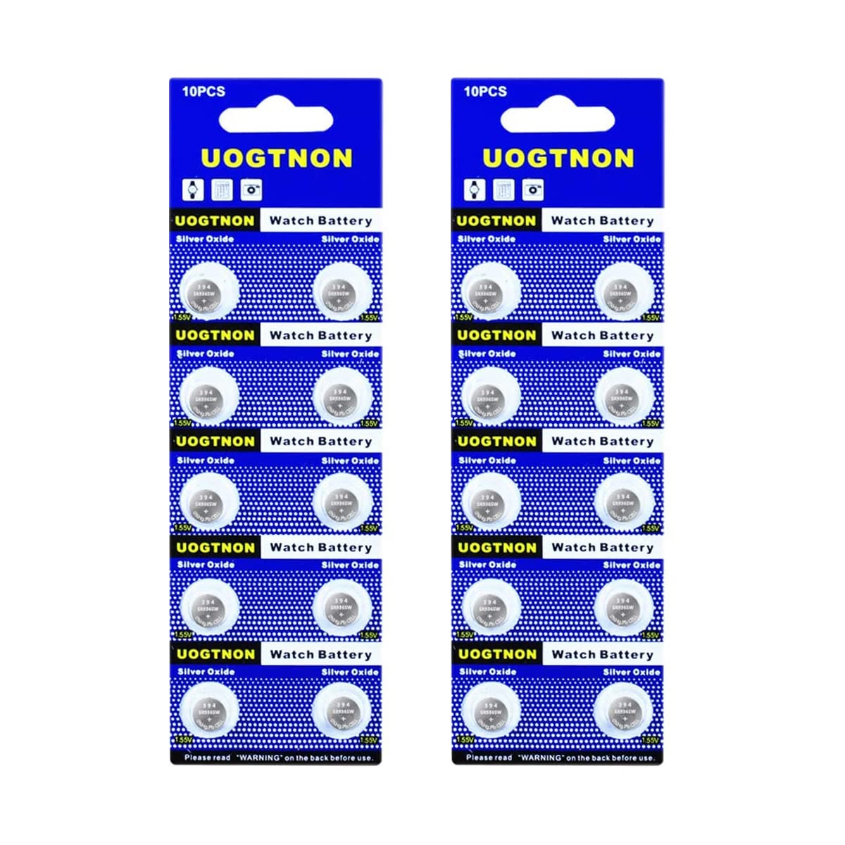 UOGTNON 394 SR936SW Watch Battery 1.55V Silver Oxide Button Cell (20-Pack)