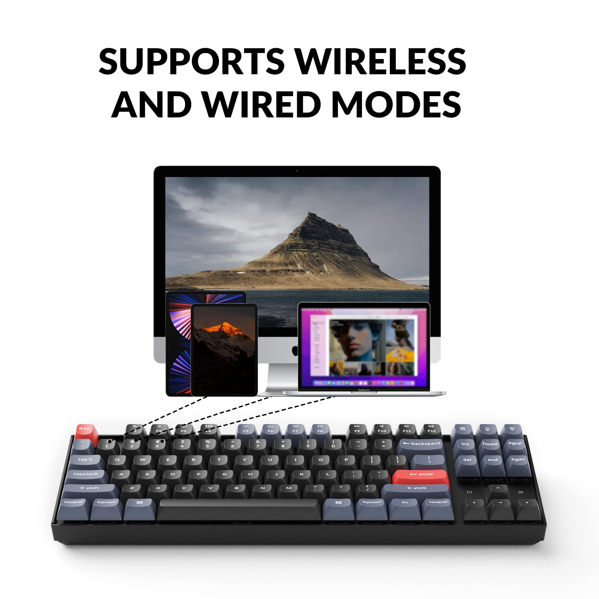 Keychron K8 Pro Wireless Custom Mechanical Keyboard, QMK/VIA Programmable Bluetooth/Wired White Backlight Tenkeyless with Hot-swappable Gateron G Pro Red Switch Compatible with Mac Windows Linux