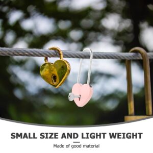 NUOBESTY Heart Shaped Padlock, Mini Metal Lock with Key Padlock Couple Wishing Lock for Jewelry Storage Box Diary Book Wedding Lovers Pink