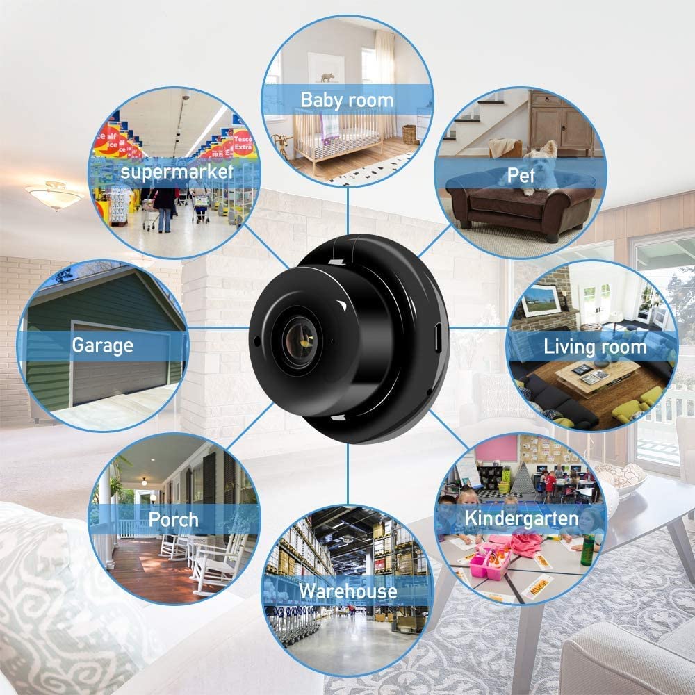 X W EI UNION Camera Hidden Home Security Spy Camera WiFi with Audio and Video Mini Spy Cam WiFi Nanny Cam Baby Monitor, Night Vision Live Feed 2.4G WiFi Remote View Video Playback