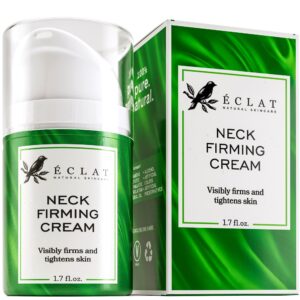 eclat skincare anti ageing neck firming cream - natural skin tightening treatment, anti wrinkle and double chin reducer - with vitamin c and e, green tea extract - 100% vegan, 1.7 oz