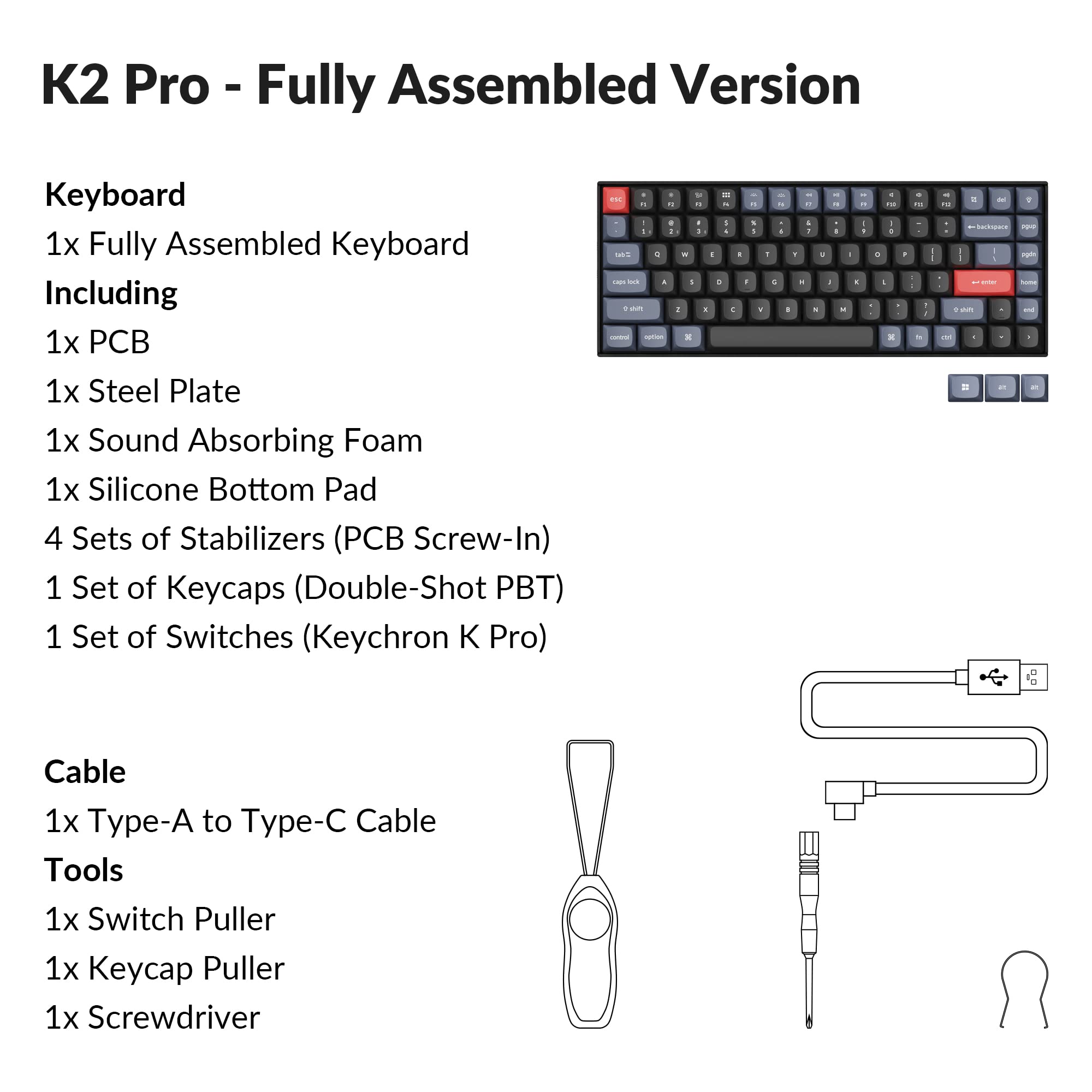 Keychron K2 Pro QMK/VIA Wireless Mechanical Keyboard, Hot-Swappable K Pro Brown Switch with 75% Layout Custom Programmable Macro, RGB Backlight, PBT Keycaps Wired Keyboard for Mac Windows Linux