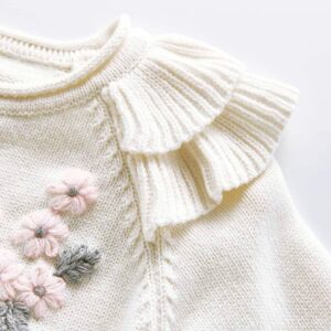 Miccina Infant Baby Boys Girls Cardigan Sweater Toddler Cable Knit Irish Sweater Button Up Jacket Christmas Outwear Clothes (A-Embroider, 6-12 Months)