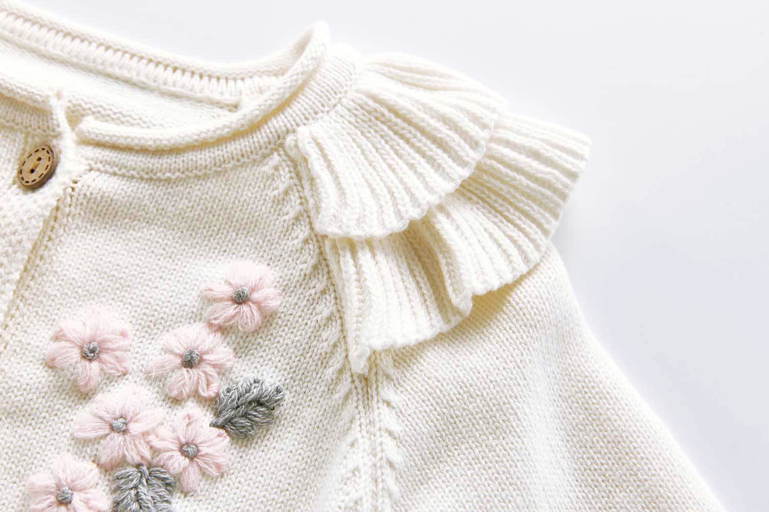 Miccina Infant Baby Boys Girls Cardigan Sweater Toddler Cable Knit Irish Sweater Button Up Jacket Christmas Outwear Clothes (A-Embroider, 6-12 Months)