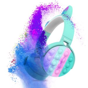 Rainbow Pop-On-It Bluetooth Headphones, Fidget Bluetooth Head-Mounted Stereo Headset, Wireless Headphones Noise Cancelling Headphones Over-Ear Headphones Gaming Headset for Kids Teens (blue)