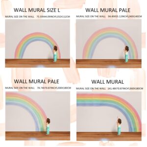 funlife Fabric Peel and Stick Large Rainbow Wall Mural Stickers for Girls, Precut Pastel Half Watercolor Rainbow Wall Sticker Decals for Kids Bedroom Living Room Playroom, 78.74" x 70.87"