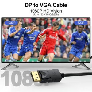 UV-CABLE DisplayPort to VGA Cable 5ft 2-Pack, Display Port DP to VGA Adapter Male to Male Gold-Plated for Computer, Laptop, TV, Projector-Not USB to VGA, Not HDMI to VGA