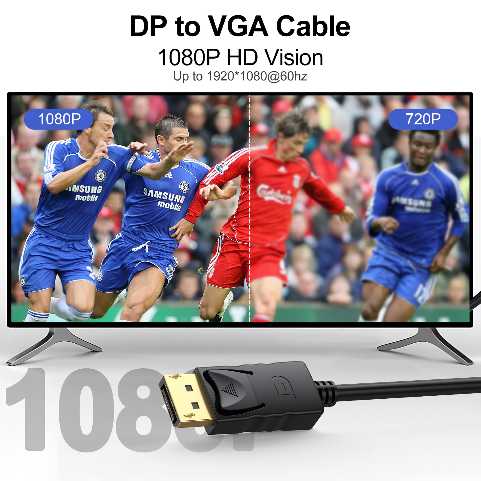 UV-CABLE DisplayPort to VGA Cable 5ft 2-Pack, Display Port DP to VGA Adapter Male to Male Gold-Plated for Computer, Laptop, TV, Projector-Not USB to VGA, Not HDMI to VGA