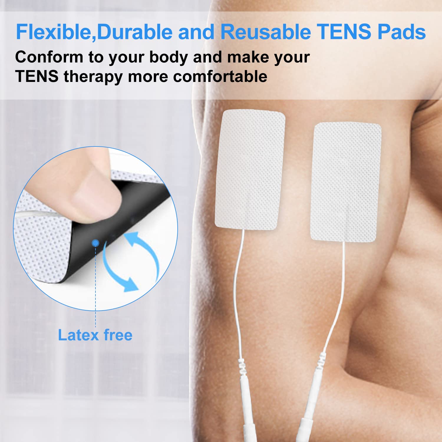 TENS Unit Pads 2"X4" 10 Pcs, 4rd Gen Reusable Replacement Electrode Patches for Electrotherapy Latex-Free with Upgraded Self-Stick Performance,TENS/EMS Massage Therapy Yellow