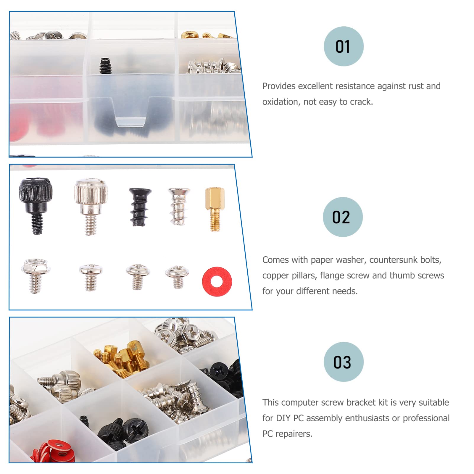 SOLUSTRE 1 Set Screw Set Hard Electronic Screws Sturdy Computer Screws Computer Repair Screws Computer Screw kit countersunk Head Screws Knurled Thumbscrews Reusable Screws Boxed Slot Steel