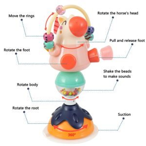 Hrewrva Baby High Chair Toy with Suction Cups,Baby Rattles Toy Set,Interactive Development Tray Toy,Infants Sensory Toy,Newborn Gift for 6, 9, 12, 18, 24 Months, 1 2 Year Olds, Boys Girls Kids