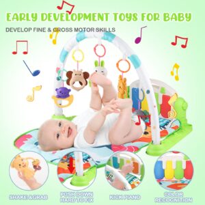 AKIKI Baby Gyms Play Mats, Funny Play Piano Gym Mats Detachable Baby Play Gym Mat with Music and Lights Musical Electronic Learning Toys, Activity Center for Infants Toddlers