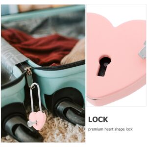 NUOBESTY Heart Shaped Padlock, Mini Metal Lock with Key Padlock Couple Wishing Lock for Jewelry Storage Box Diary Book Wedding Lovers Pink