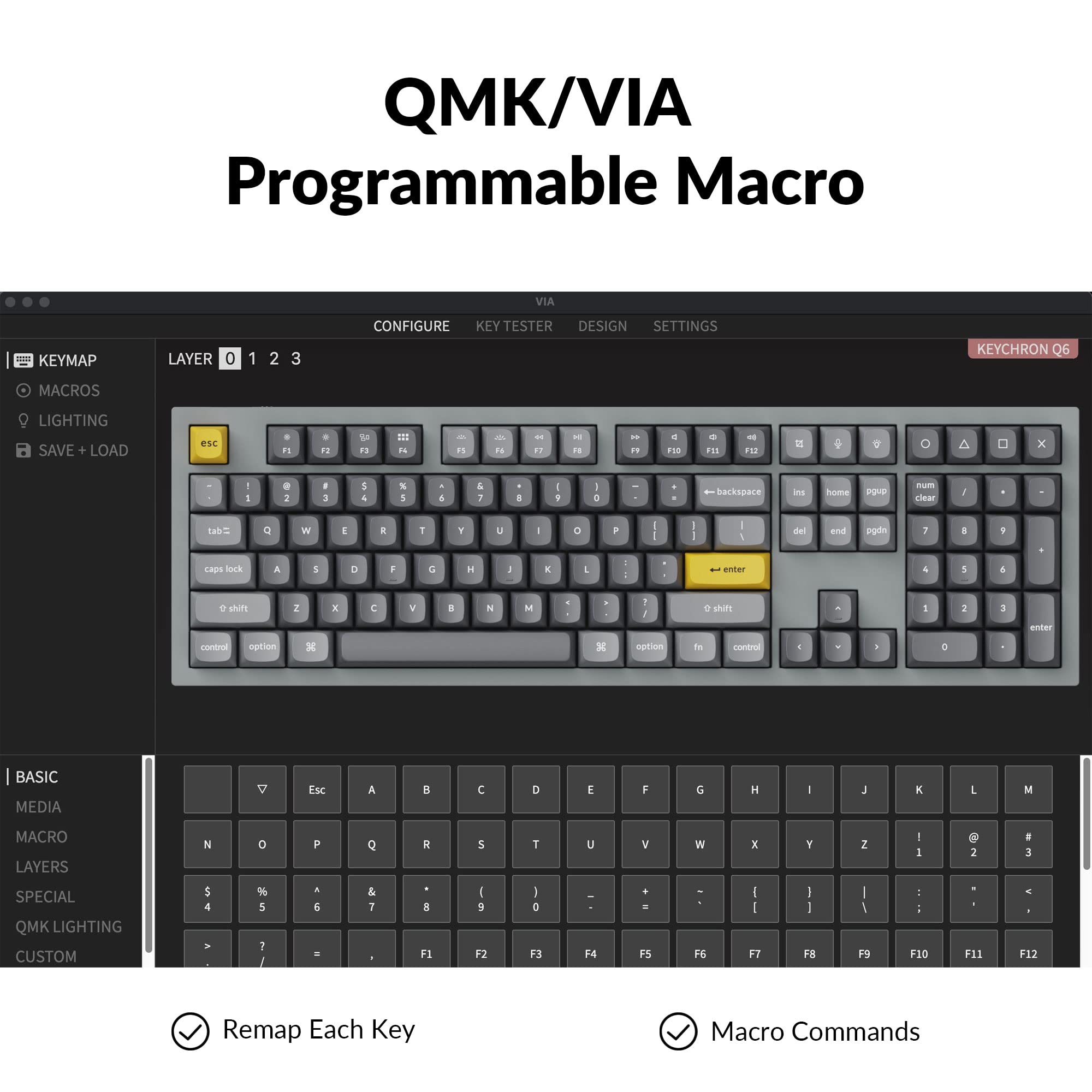 Keychron Q6 Wired Custom Mechanical Keyboard, QMK/VIA Programmable Macro, Full-Size Aluminum RGB Backlit, Double Gasket Hot-Swappable Gateron G Pro Blue Switch Compatible with Mac Windows Linux-Grey