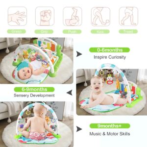 AKIKI Baby Gyms Play Mats, Funny Play Piano Gym Mats Detachable Baby Play Gym Mat with Music and Lights Musical Electronic Learning Toys, Activity Center for Infants Toddlers